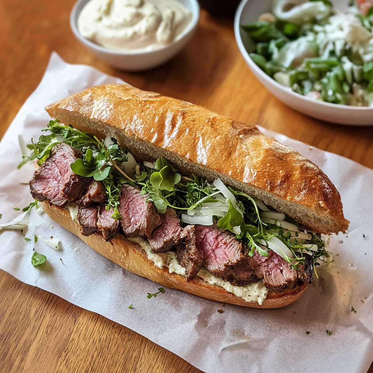 "Petite Filet Sandwiches with Horseradish-Dijon Sauce" – Rachael Ray